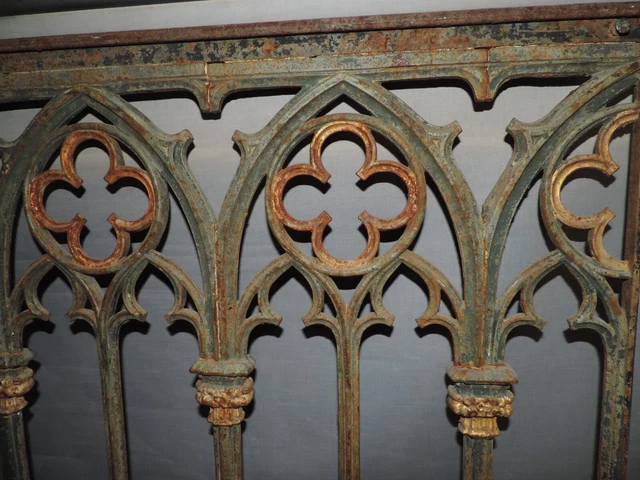 ANTIQUE CAST IRON Gothic/Church Balustrade/Altar/Railings/Chancel/Holy ...