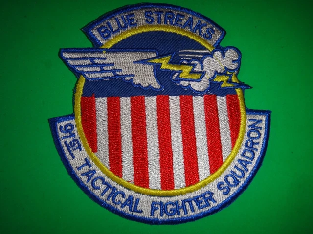 USAF AIR FORCE 91st Tactical Fighter Squadron BLUE STREAKS Patch £11.30 ...