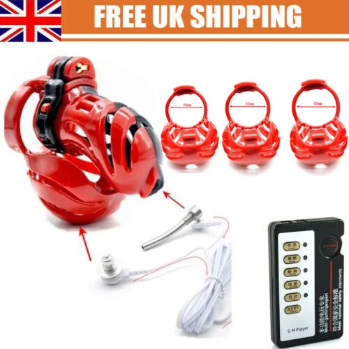E-STIM SHOCK CHASTITY Cage Device Bird Cage Locking Bondage Restraints ...