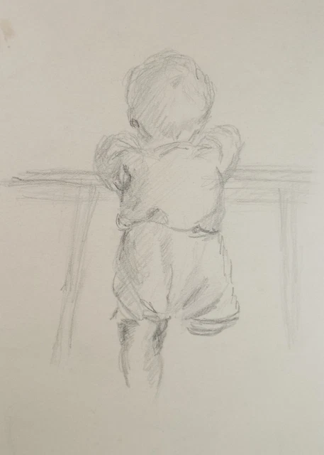 ORIGINAL PENCIL DRAWING, 'Boy at the rail', circa 1940's £33.00 ...