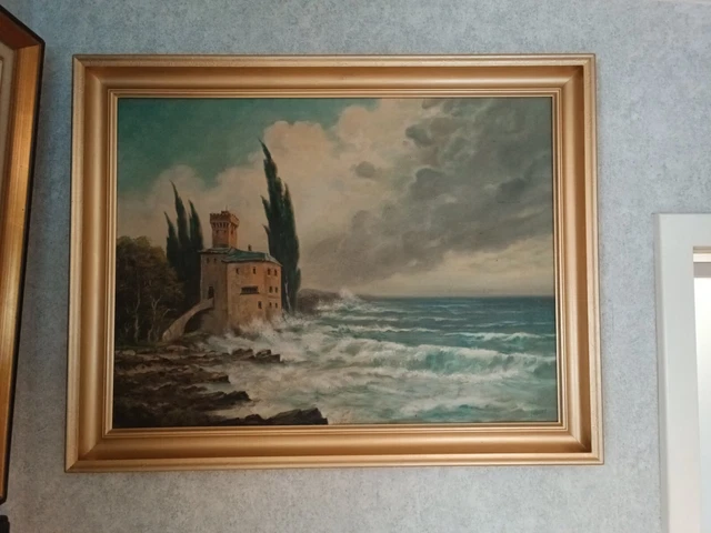 ÖLGEMÄLDE ÖLBILD AUF Leinwand Maritime See Schloss 🏰 EUR 195,00 - PicClick DE