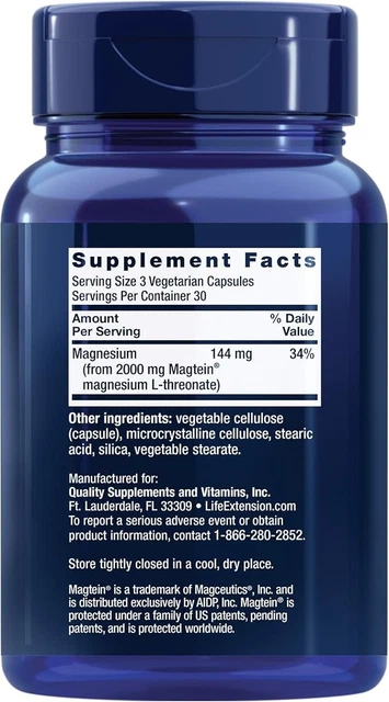 NEURO-MAG MAGNESIUM L-THREONATE Health Support Dietray Supplement Non ...