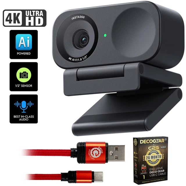 INSTA360 LINK 2C AI 4K Webcam Standard Bundle w/ 26 Months Protection ...
