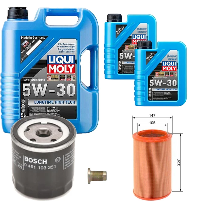 BOSCH INSPECTION SET 7L Liqui Moly Longue Date High Technologie 5W-30 pour Ancia EUR 132,87 ...
