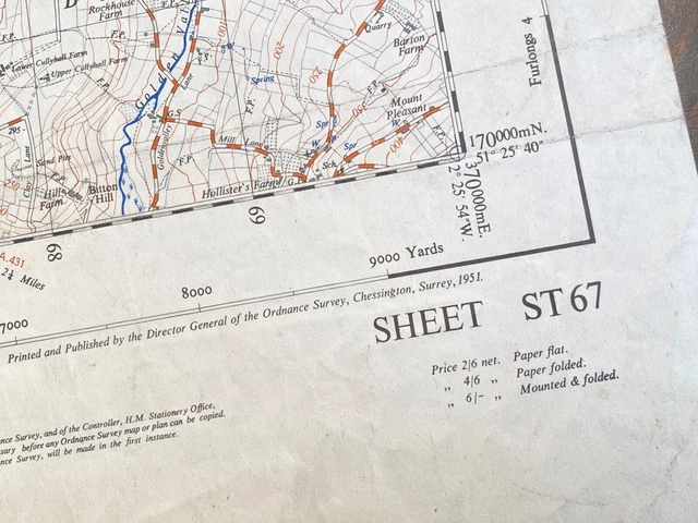 OS MAP SHEET ST67 West BRISTOL Area Provisional First Edition 1951 OS ...