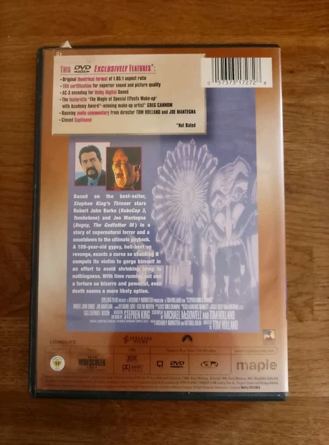DVD - STEPHEN King Thinner Cult Horror Movie NTSC Region 1 USA Import ...