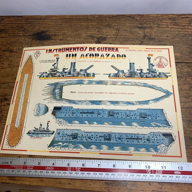 WW2 CUT OUT Paper Model Of A Battleship By Construcciones Costales ...