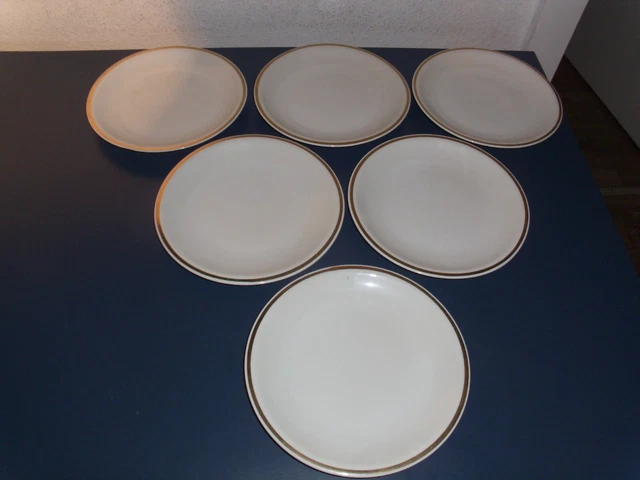 6 KUCHENTELLER, VEB Porzellanwerk Kahla ,DDR Ostalgie Vintage Goldrand ...