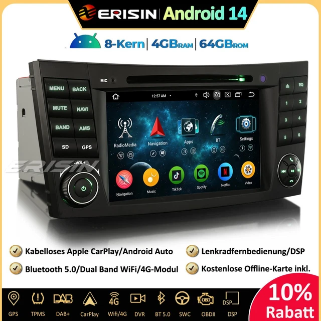 8-KERN CARPLAY ANDROID 14 Autoradio GPS DSP SWC Mercedes E/CLS Klasse ...