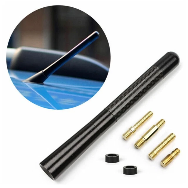 UNIVERSAL BLACK CARBON Bee Sting Short Stubby Car Mast Aerial Antenna ...
