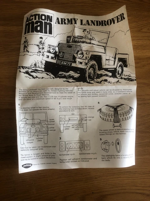VINTAGE ORIGINAL 1970’S Palitoy Action Man Land Rover Leaflet £10.00 ...