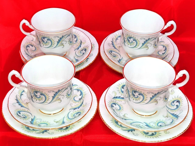 VINTAGE ROYAL STANDARD Fine Bone China Floral 'Garland' 4 Place Tea Set ...