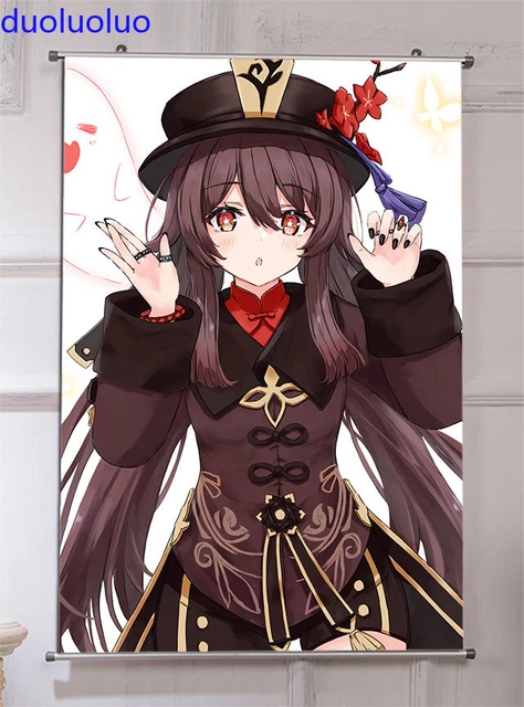 HU TAO GENSHIN Impact Poster Anime Girl 60*90cm Wall Scroll Art Home ...