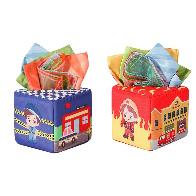 BUSY PULL TISSUES Box Activities Sensory Developmental for Gift Kids ...