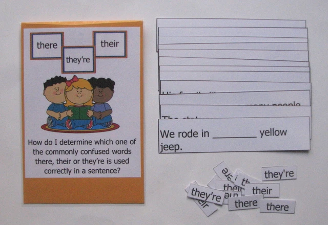 TEACHER MADE LITERACY Center Game Commonly Confused Words there, their ...