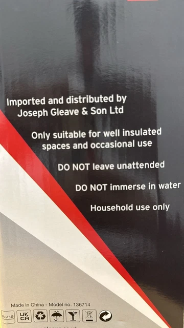 JOSEPH GLEAVE ELECTRIC Fan Heater 1KW / 2KW Model 136714 £13.99 ...