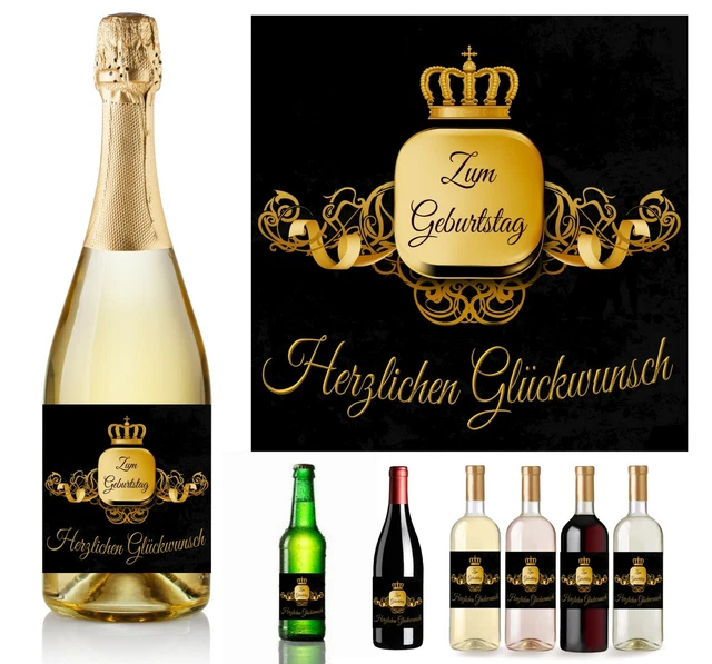 1 AUFKLEBER FLASCHENETIKETT - Herzlichen Glückwunsch zum Geburtstag ...