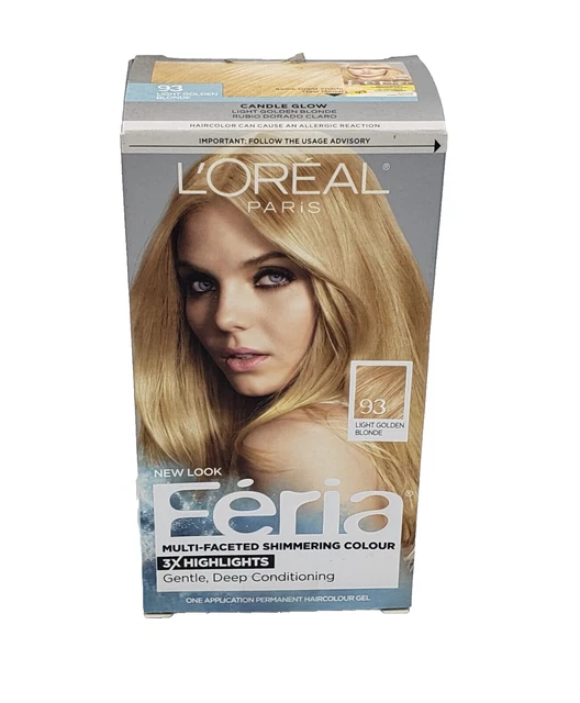 NEW LOREAL PARIS Feria Multi Faceted Shimmering Hair Color 93 Light ...