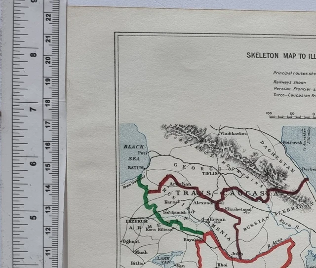 WW1 SKELETON MAP Illustrate Operations Dunsterforce 1918 Persia ...