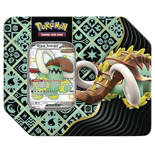 POKEMON FALL 2024 Paldean Fates Collectors Tin - SHINY GREAT TUSK EX [5 ...