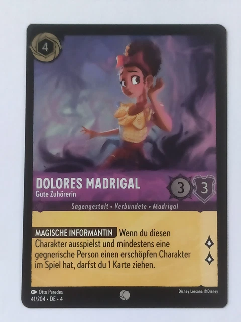 DISNEY LORCANA CARD Dolores Madrigal - Good Listener 41/204 4URS Foil ...