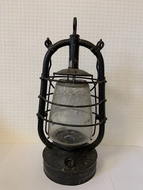 VINTAGE BLACK D.R. Patent Hurricane Lamp Storm Lantern Made in Germany ...