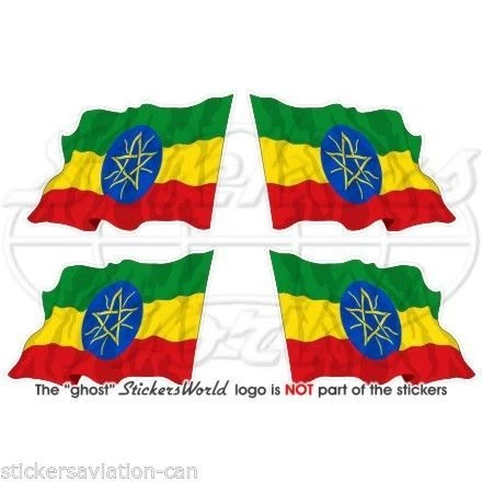 ETHIOPIA ETHIOPIAN FLYING Flag, Africa Bumper-Helmet Decals Stickers 2 ...