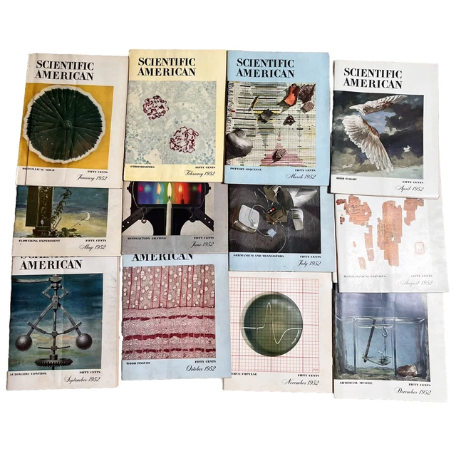 SCIENTIFIC AMERICAN MAGAZINES 1952 COMPLETE YEAR 12 Issues Okay ...