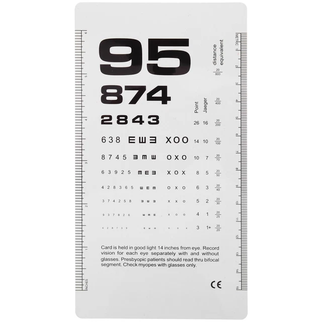 EYE CHART WALL Testing Vision Charts Exams Plastic Pocket Double Sided ...