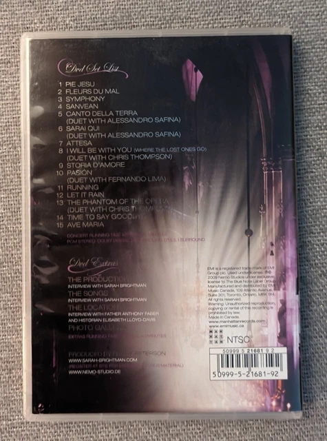 SARAH BRIGHTMAN SYMPHONY Live In Vienna Dvd $14.99 - PicClick CA