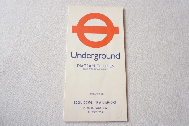 1978 NO. 2 London Transport Underground Map Diagram of Lines Tub Ref ...