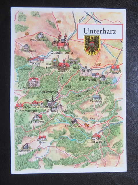 AK UNTERHARZ LANDKARTE Orientierungskarte Reliefkarte DDR 1986 EUR 4,99 ...