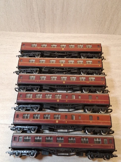HORNBY OO GAUGE LMS Stanier Maroon Coaches Rake x6 Joblot 4120 5644 Etc ...