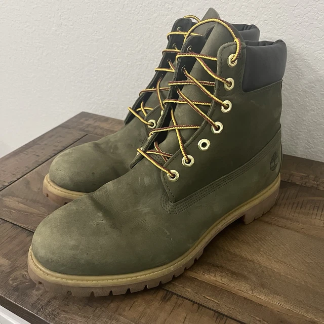 TIMBERLAND MEN’S BOOTS Premium 6-inch Waterproof in Green Suede Size ...