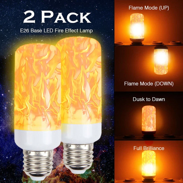 E27 LED FLICKER Flame Light Bulb Simulated Burning Fire Effect Party ...