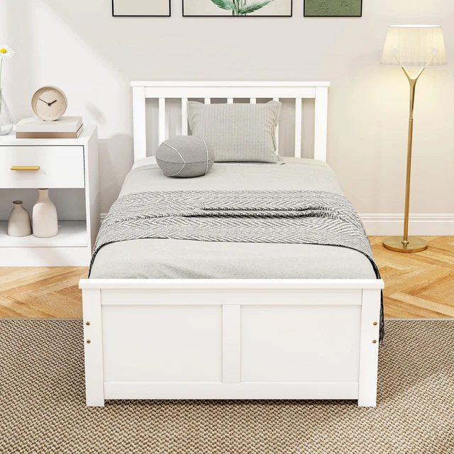 3FT SINGLE BED Frame with Drawers Solid Pine Wood Storage Bed for Bedroom White £124.99 ...