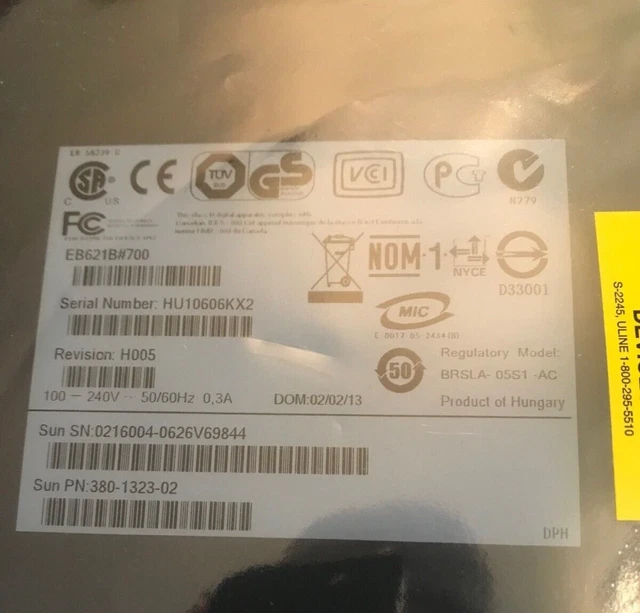 SUN DAT72 SCSI External EB621B#700 380-1323 380-1543 DDS5 SG-XTAPDAT72 ...