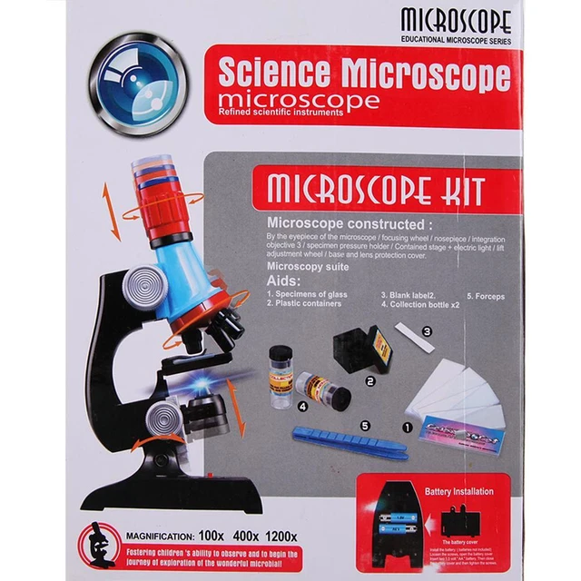 KIDS EDUCATIONAL MICROSCOPE Kit Science Lab LED 100-1200X Toy Home ...