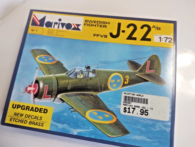 VINTAGE 1/72 MARIVOX Model Swedish Fighter FFVS J-22 New in open box ...