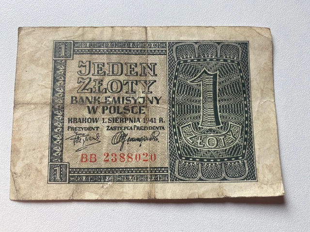 1 JEDEN ZLOTY 1941 Geldschein EUR 10,00 - PicClick DE