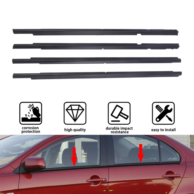 4XCAR OUTSIDE WINDOW Weatherstrip Seal Belt Molding for Mitsubishi ...