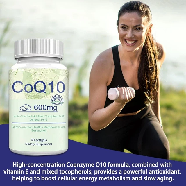 60 COQ10 600MG Softgels Coenzyme Q10 With Vitamin E & Mixed Tocopherols ...