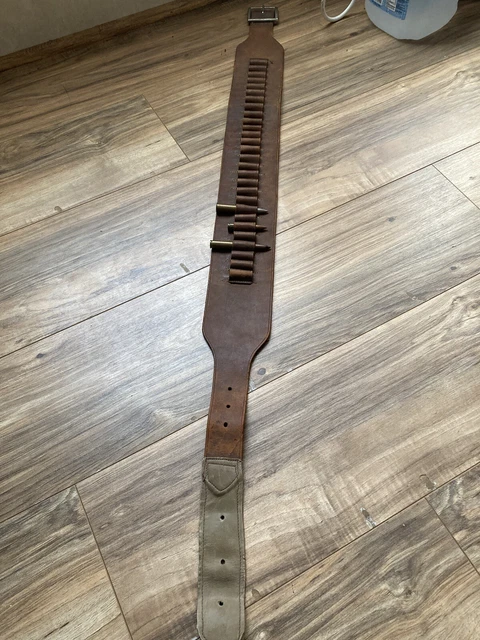 VINTAGE LEATHER CARTRIDGE Bullet Ammunition Belt Rifle Ammo bandolier ...