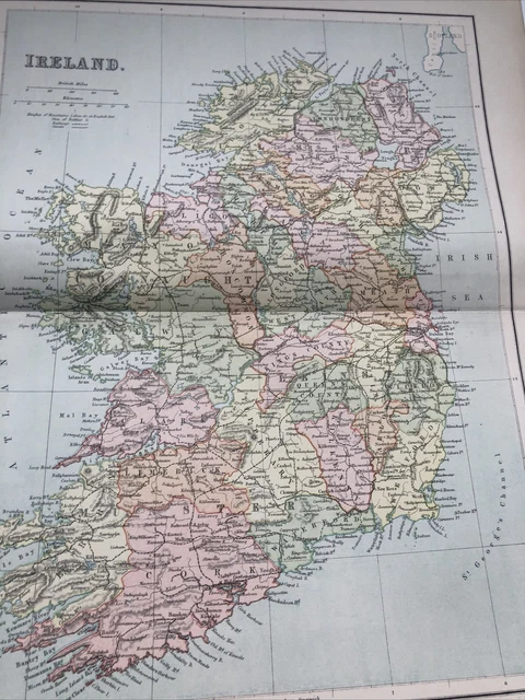 1891: MAP F Ireland 130 Yrs Original Print Vintage Antique George ...
