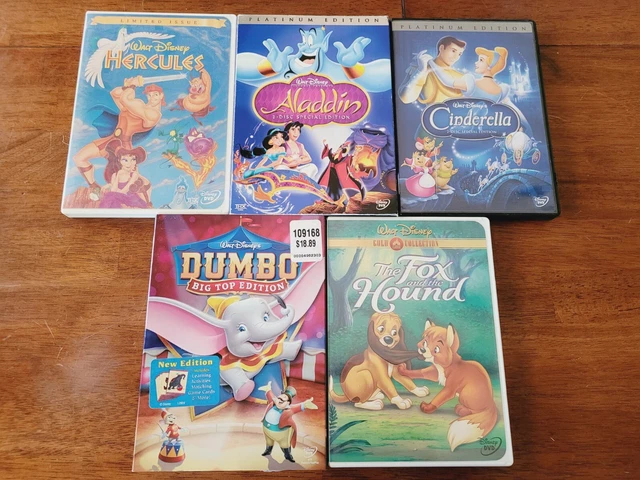 DISNEY CLASSIC MOVIE Lot of 5 Aladdin Hercules Dumbo Cinderella Fox ...