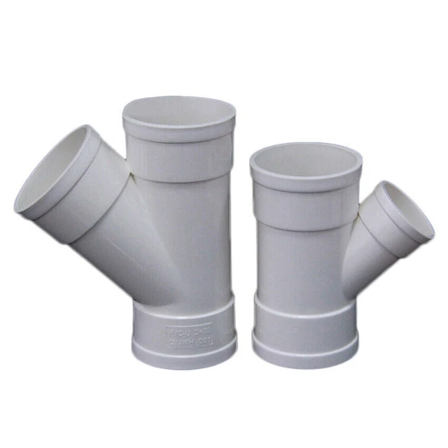 PVC DRAINAGE PIPE Oblique 3-Way Equal/Reducer Connector Adapter Drain ...