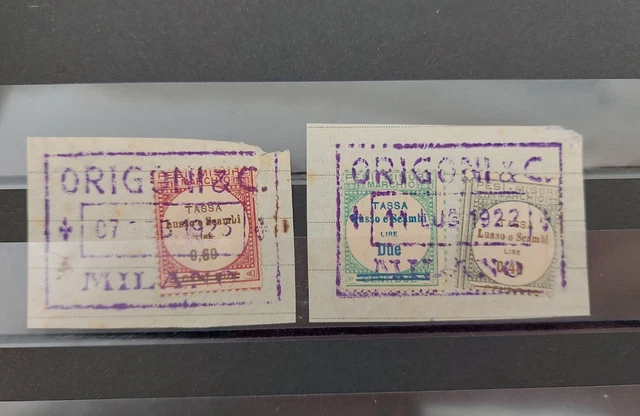 ITALIA REGNO LOTTO 3 marche da bollo Tassa Lusso e Scambi usate 1921 ...