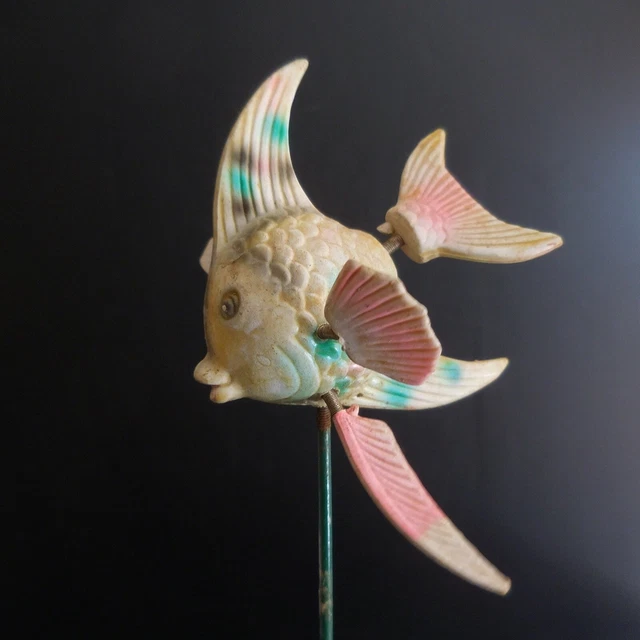 STATUETTA SCULTURA MOBILE Con Asta Pesce Fatto a Mano Vintage Art Deco ...