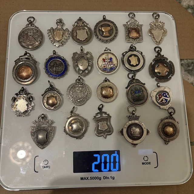 STERLING SILVER FOBS medals 200g £271.10 - PicClick UK