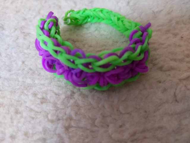 GREEN AND PURPLE Handmade Loom Band Bracelet £2.50 - PicClick UK